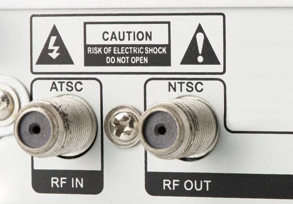 Coaxial Inputs on digital television converter box - Stock Image ...