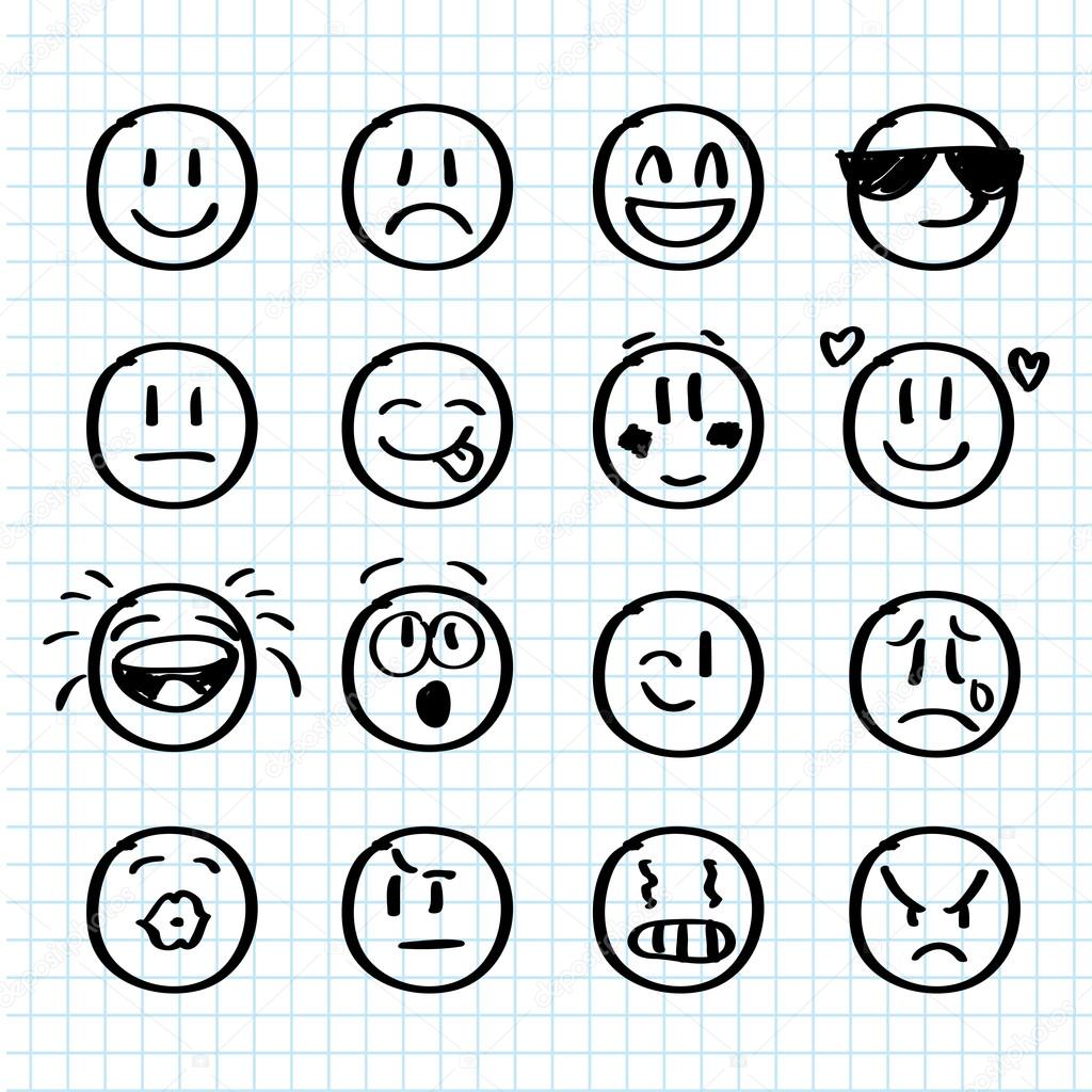 Set of hand drawn smiles on realistic paper Stock Vector Image by ...