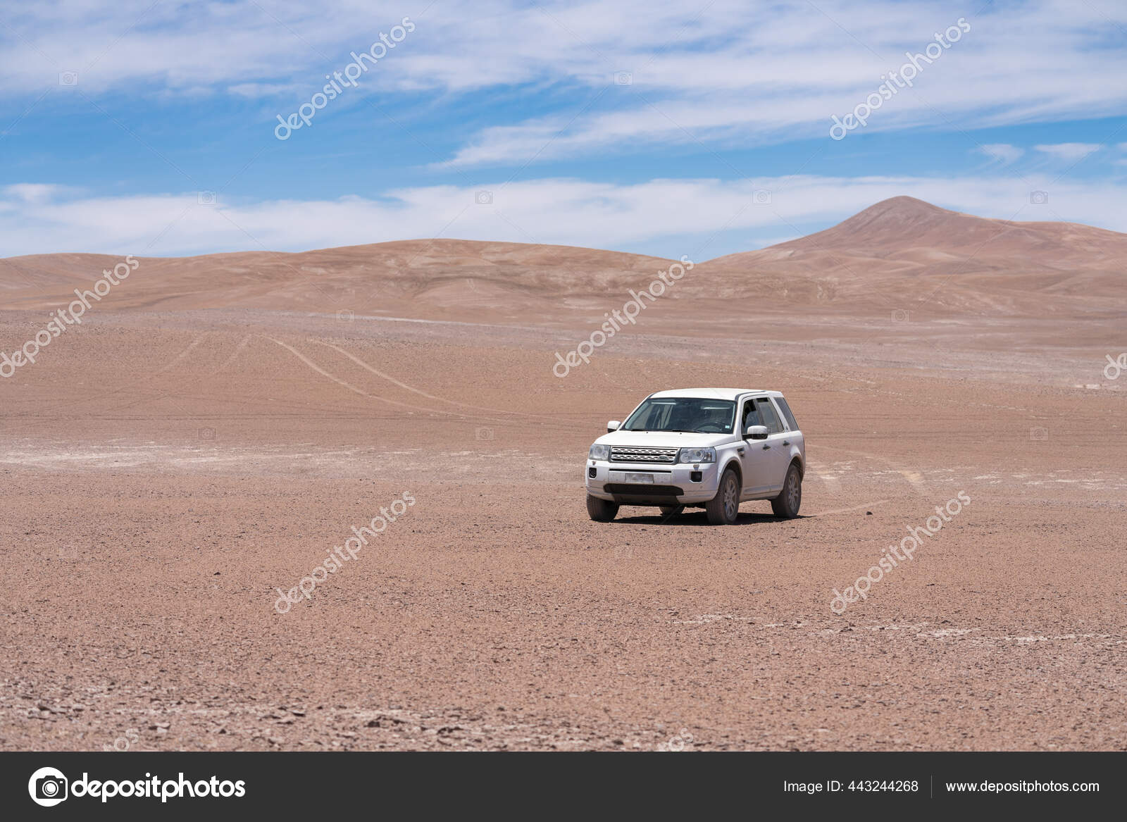 Arid Landscape View Car Dry Mountains Sandstone Atacama Desert — Stock ...