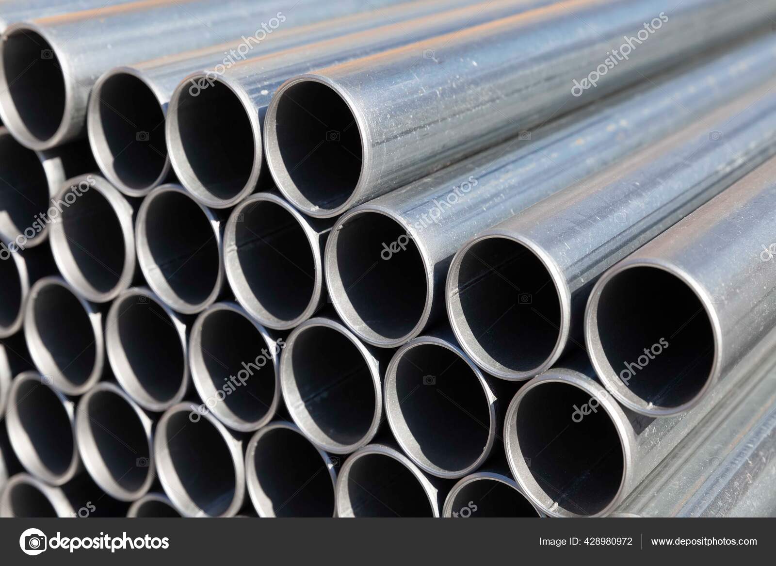 Close Stack Construction Metal Pipes — Stock Photo © Torsakarin #428980972