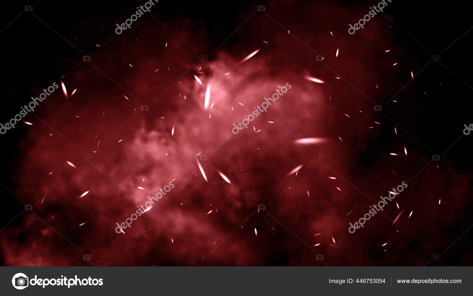 Perfect Red Fire Particles Embers Sparks Isolated Black Background ...
