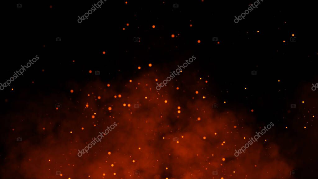 Partículas de fuego perfectas brasas chispas sobre fondo negro aislado ...