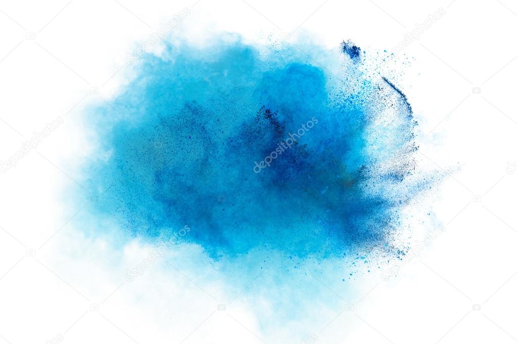Blue Dust Explosion Isolated on White Background Stock Photo by ...