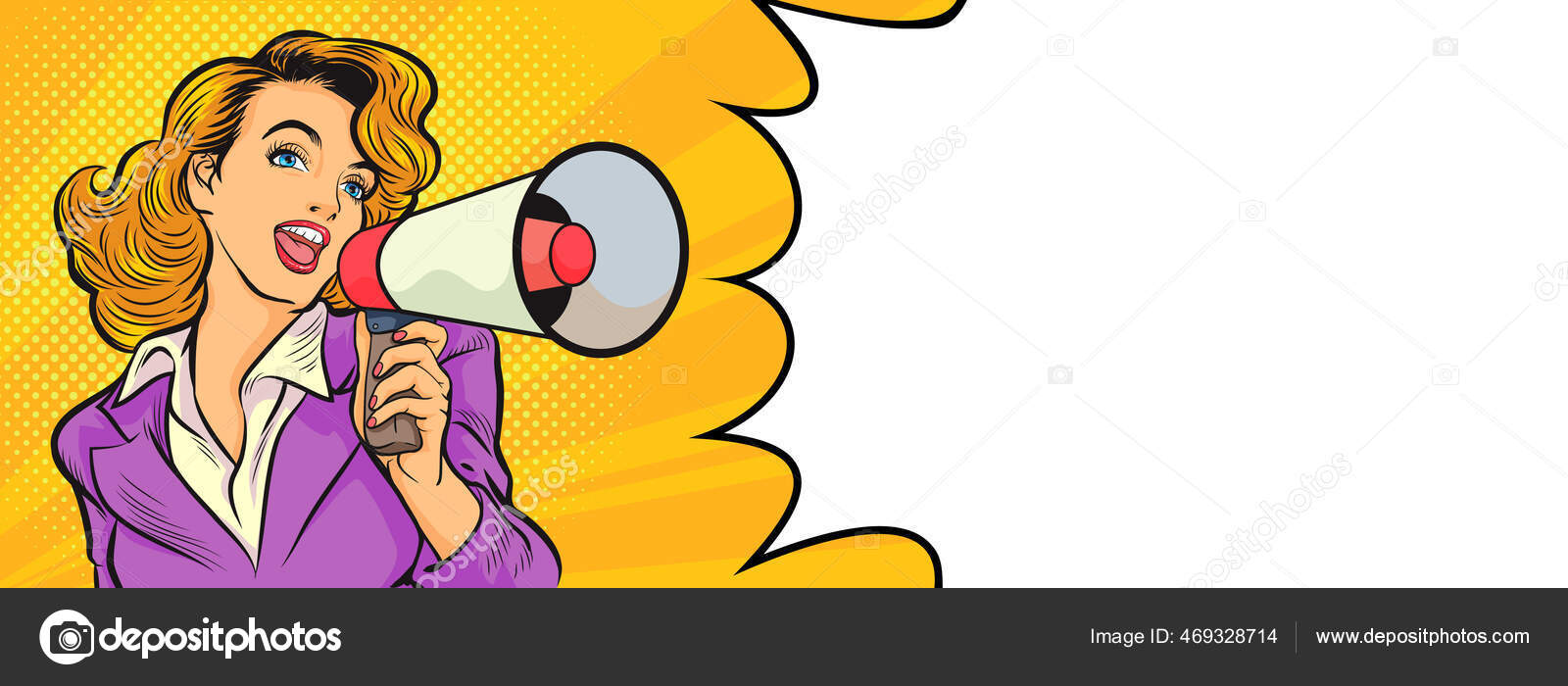 Beautiful Woman Megaphone Pop Art Retro Vector Illustration Woman ... Beautiful Woman Megaphone Pop Art Retro Vector Illustration Woman ...