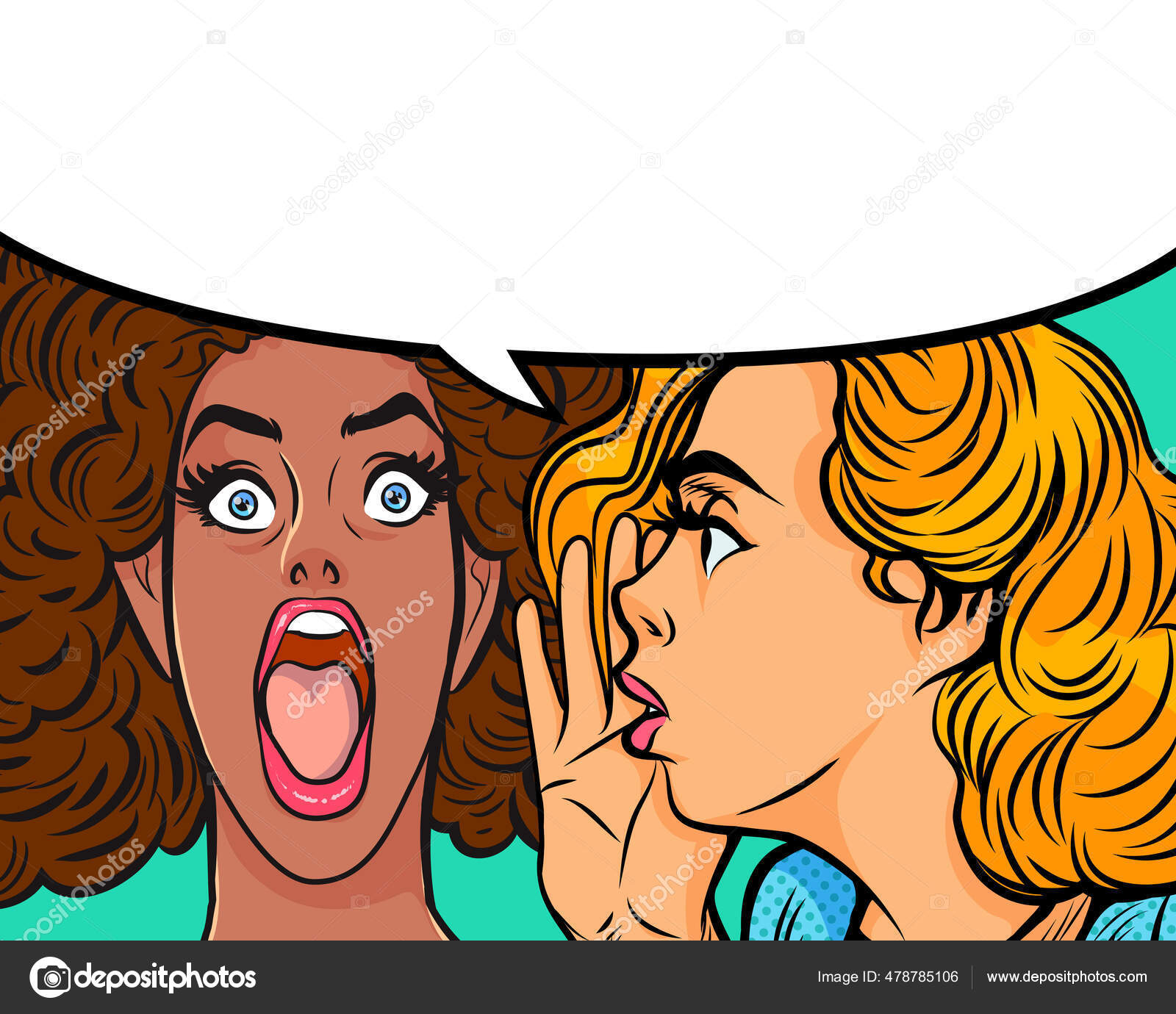 Woman Whispering Gossip Secret Her Friend Speech Bubble Pop Art Stock