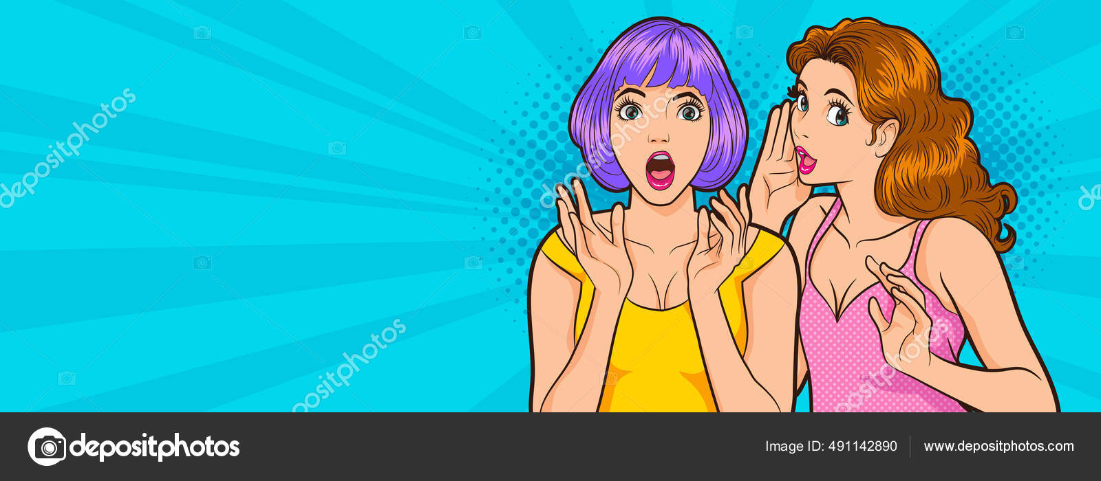 Pop Art Surpreendeu Cara Mulher Com Boca Aberta Sexy Surpreendeu Vetor ...