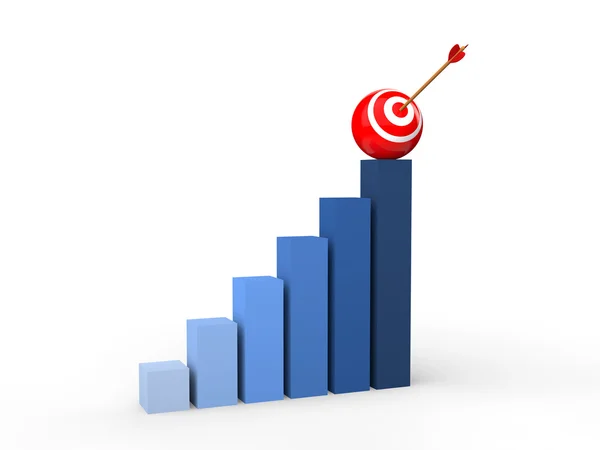 Business target marketing concept , 3d business graph with red rising ...