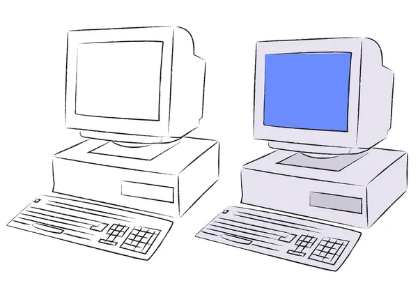 Old Desktop Computer Vector Sketch Type Illustration - vrogue.co