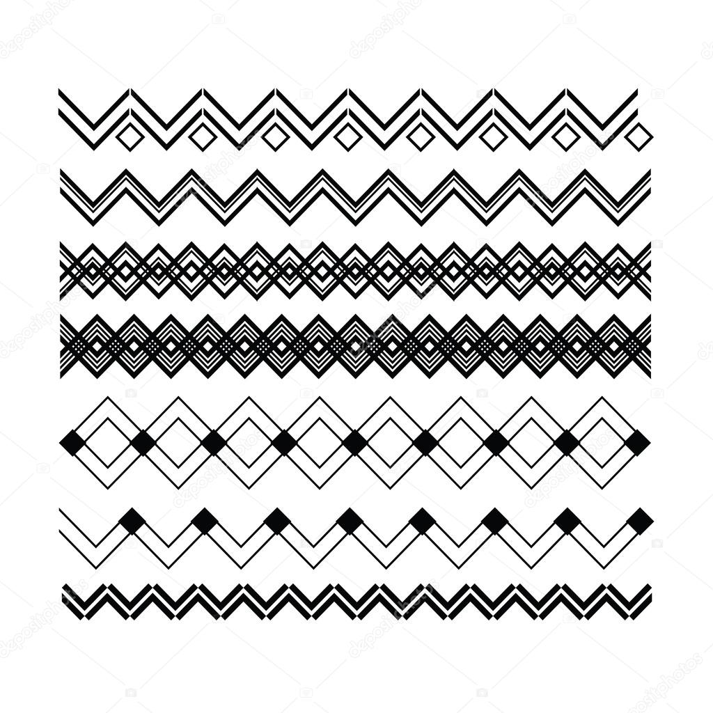 Borders and triangular lines for design. Vector horizontal elements ...