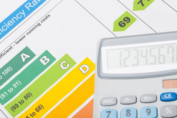 Energy efficiency chart with calculator - studio shot - 1 to 1 ratio ...