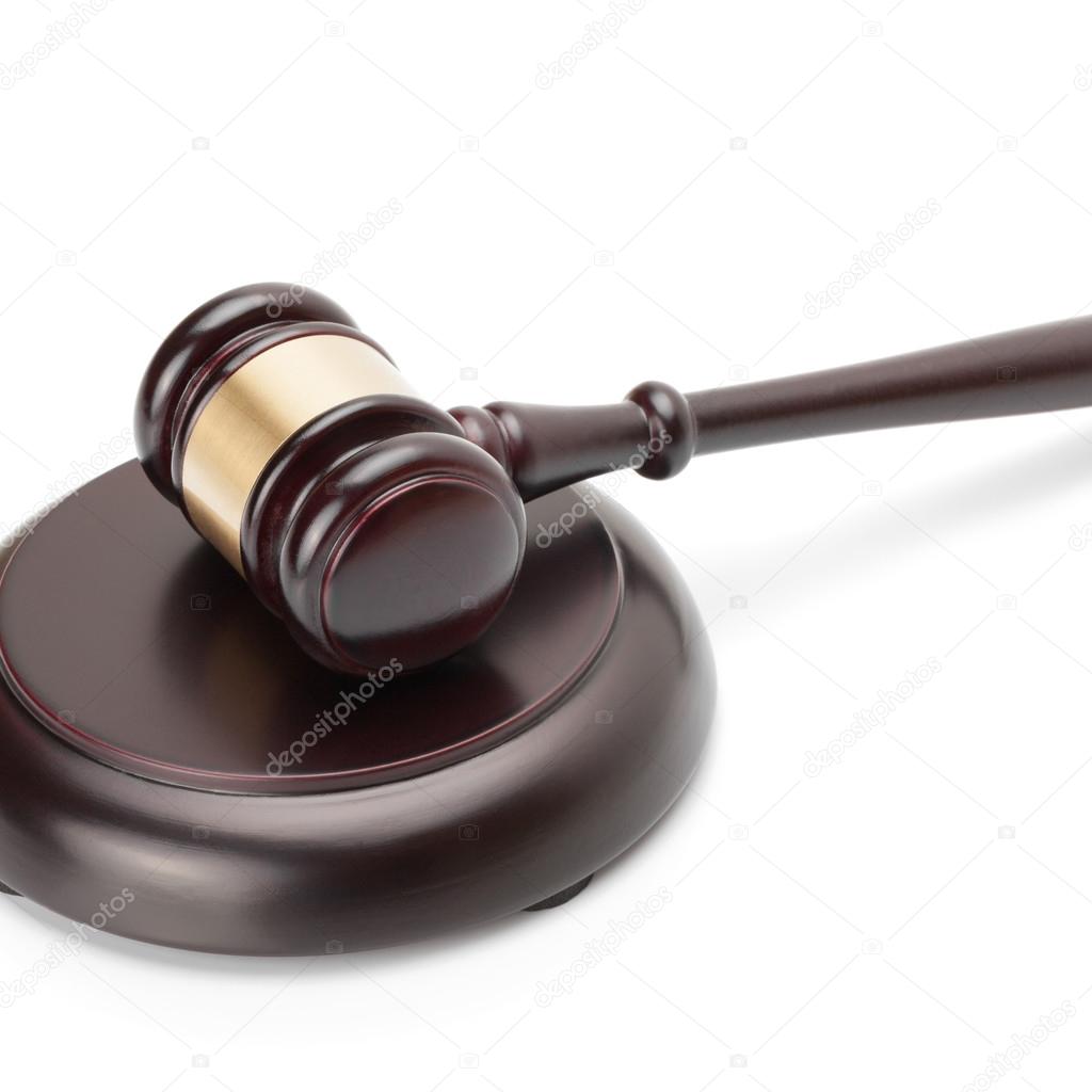 Wooden judge gavel and soundboard isolated on white background - 1 to 1 ...