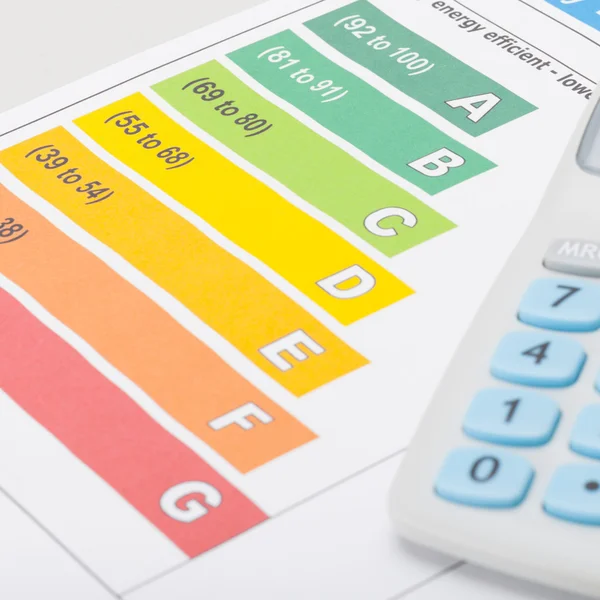 Energy efficiency chart with calculator - studio shot - 1 to 1 ratio ...