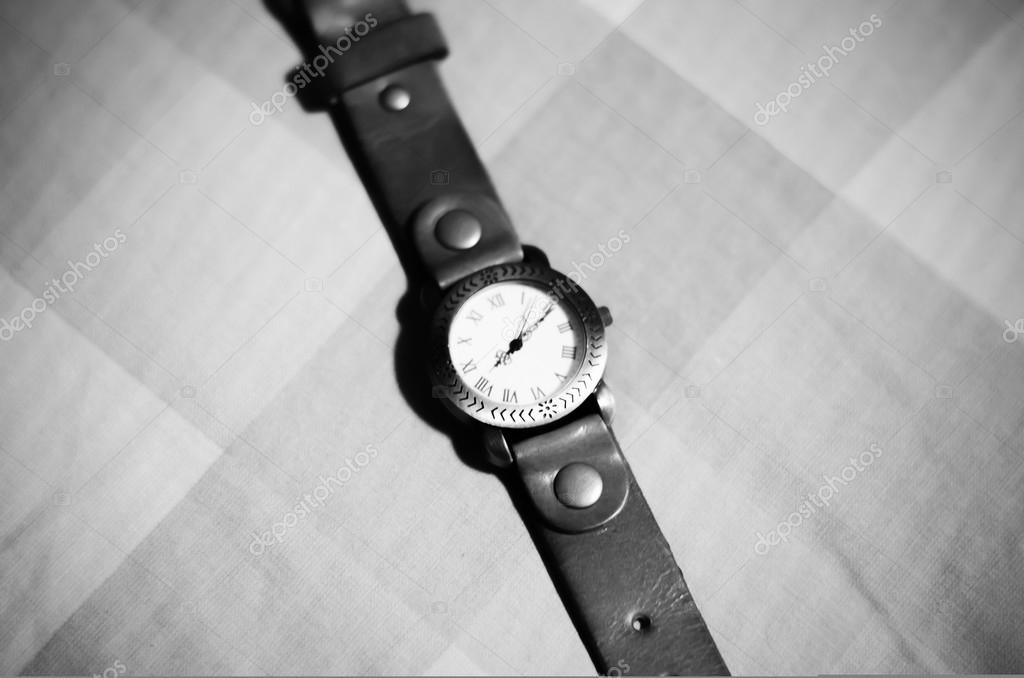 Classic Wristwatch black and white color tone style — Stock Photo ...