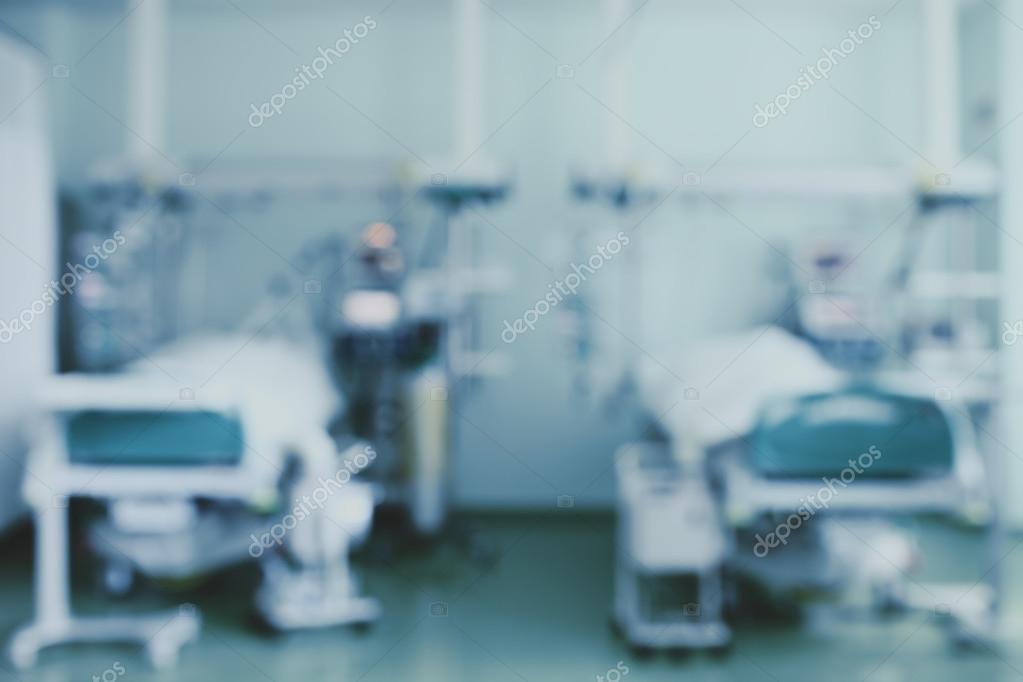 Two beds in intensive care unit, blurred background Stock Photo by ...