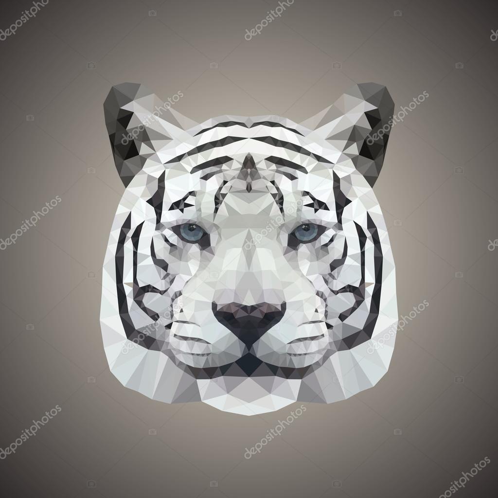 Polygonal white tiger. Vector illustration Stock Vector Image by ...