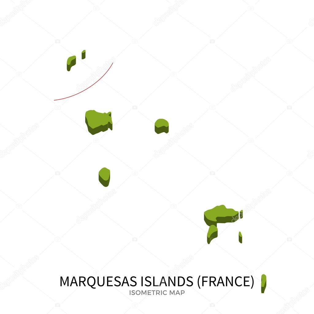 Isometric map of Marquesas Islands detailed vector illustration Stock ...