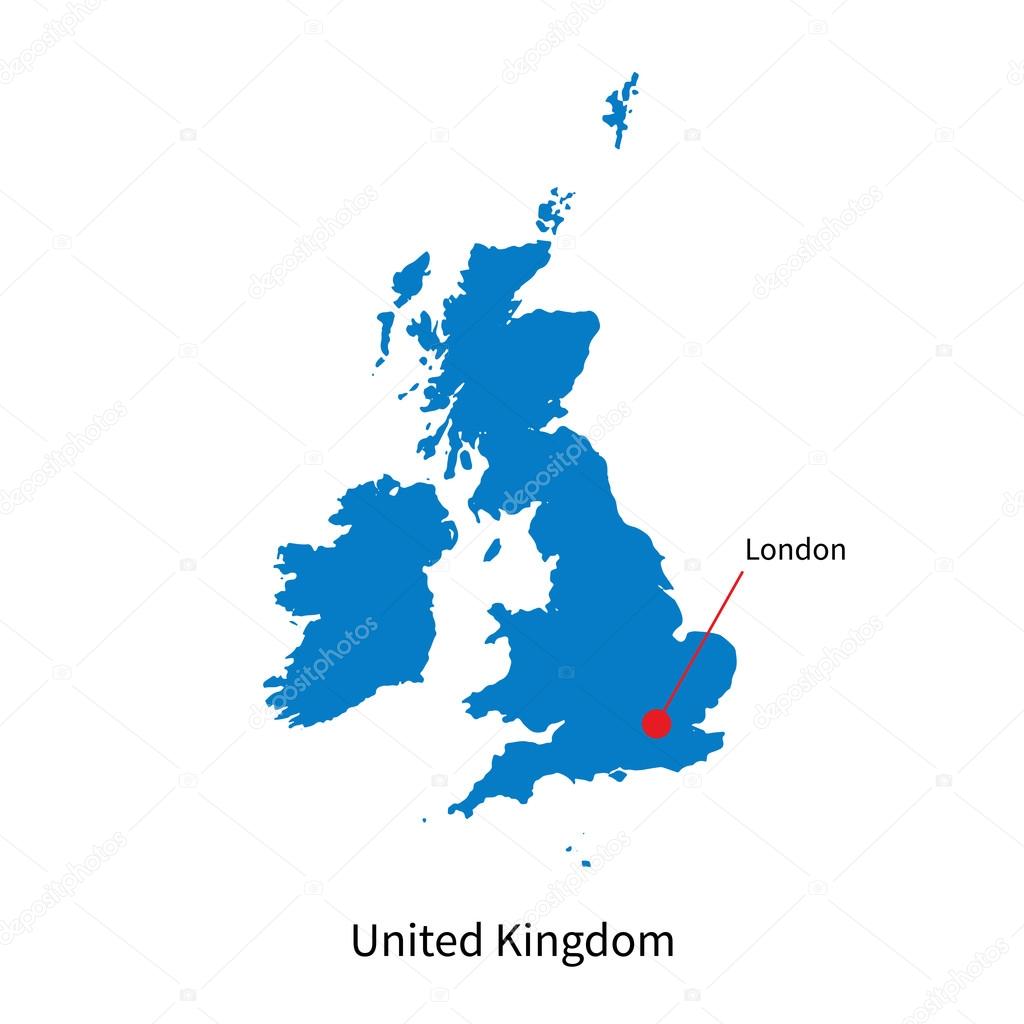 Mapa vectorial detallado de Reino Unido y capital Londres 2022