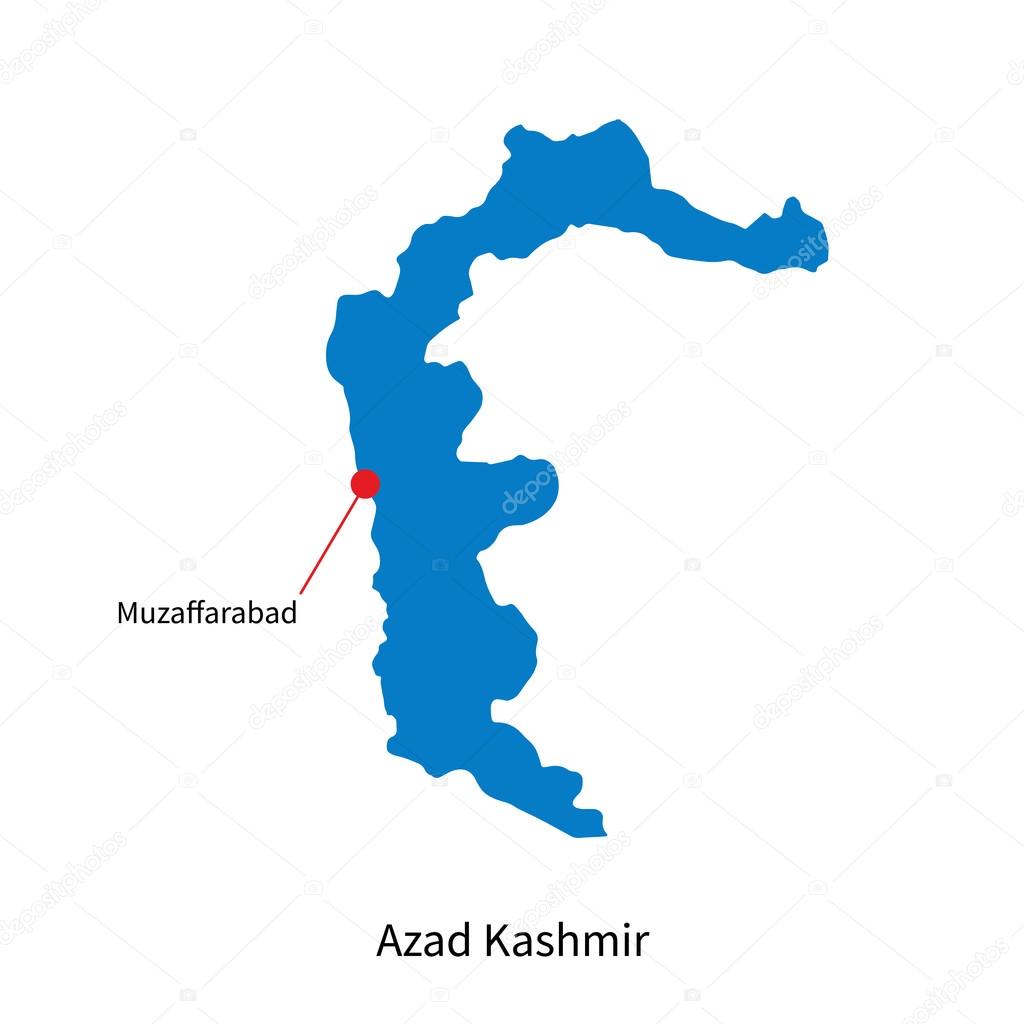 Carte vectorielle détaillée de Azad Cachemire et capitale Muzaffarabad ...