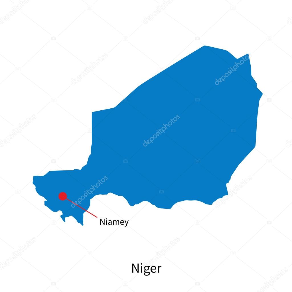 Detailed vector map of Niger and capital city Niamey Stock Vector Image ...