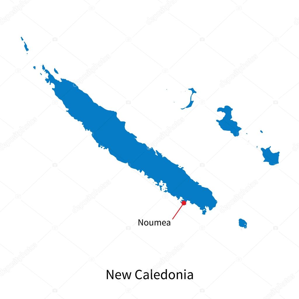 Detailed vector map of New Caledonia and capital city Noumea Stock ...