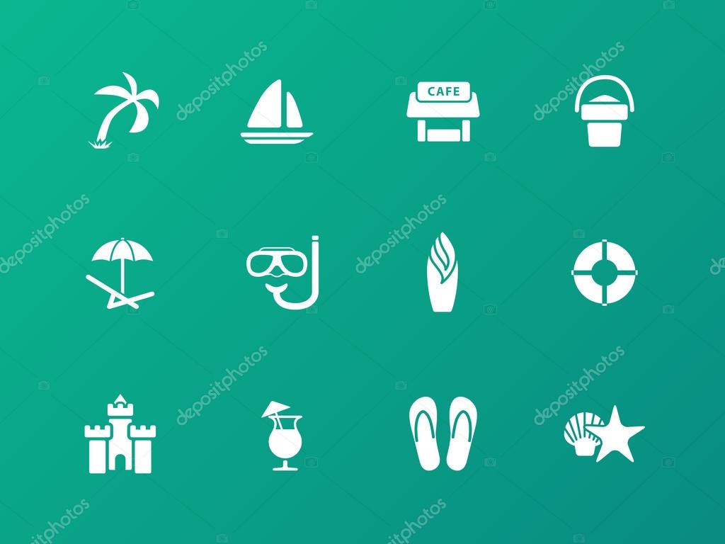Beach icons on green background. Stock Vector by ©tkacchuk 55833947