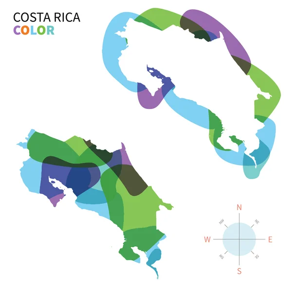 Mapa abstracto de color vectorial de Costa Rica con efecto de pintura ...