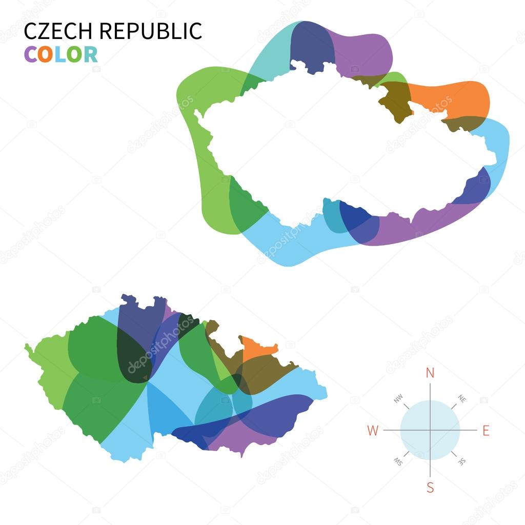 Abstract vector color map of Czech Republic with transparent paint ...