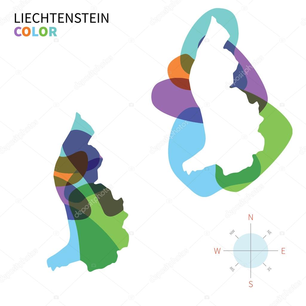 Abstract vector color map of Liechtenstein with transparent paint ...