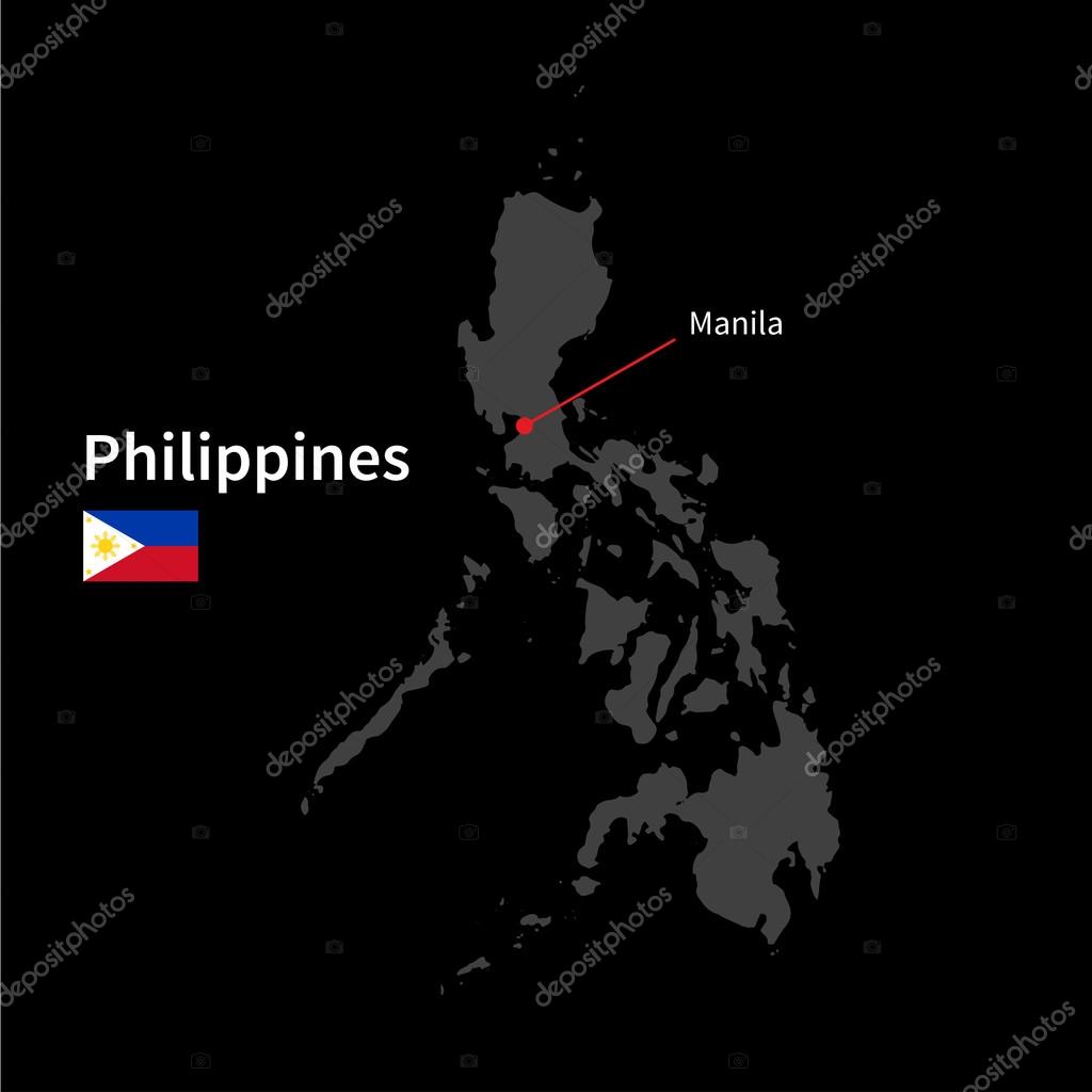 World Map With Pin On City Of Philippines Manila Stock