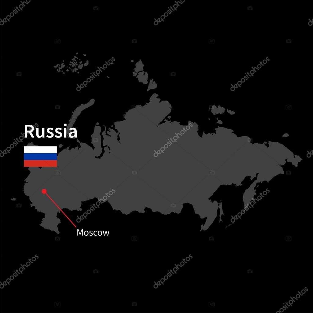 Mapa detallado de Rusia y capital de Moscú con la bandera sobre el ...