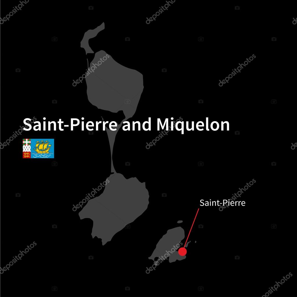 Detailed map of Saint-Pierre and Miquelon and capital city Saint-Pierre ...