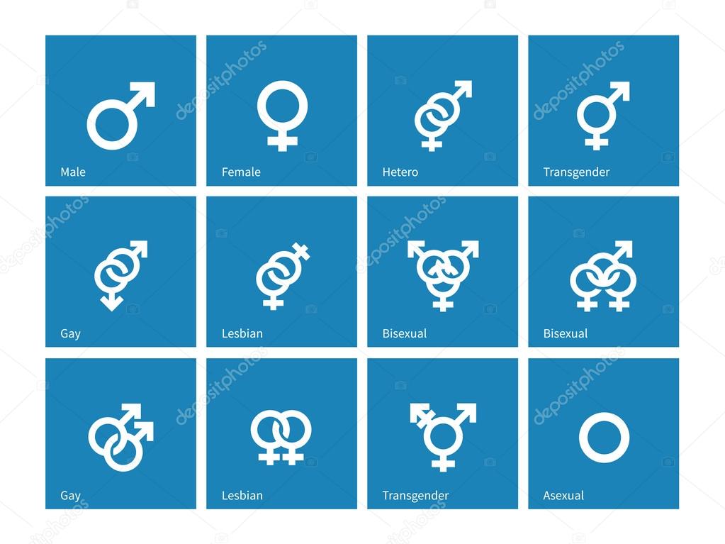 Sexual Orientation Icons On Blue Background Stock Vector Image By
