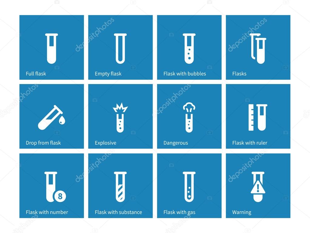 Biochemistry test tube icons on blue background. Stock Vector by ...