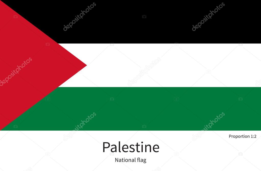 Bendera nasional Palestina dengan proporsi, elemen, warna yang benar ...