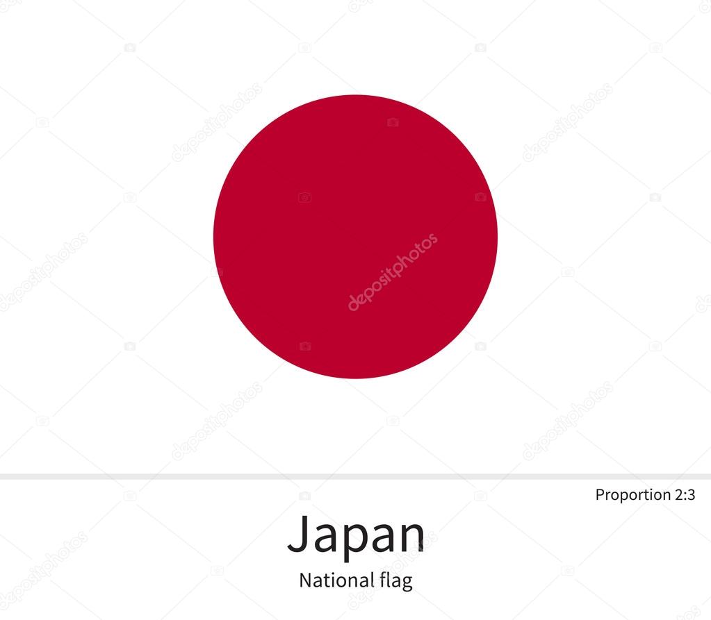 National flag of Japan with correct proportions, element, colors Stock ...