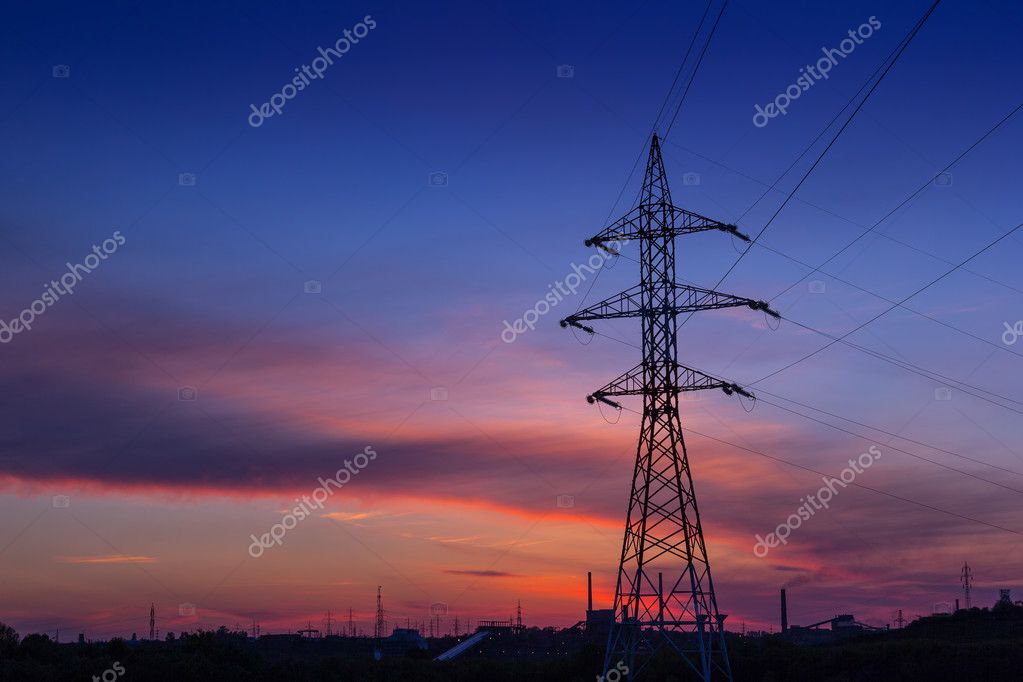 Electric pylons at sunset Stock Photo by ©bymandesigns 71486547