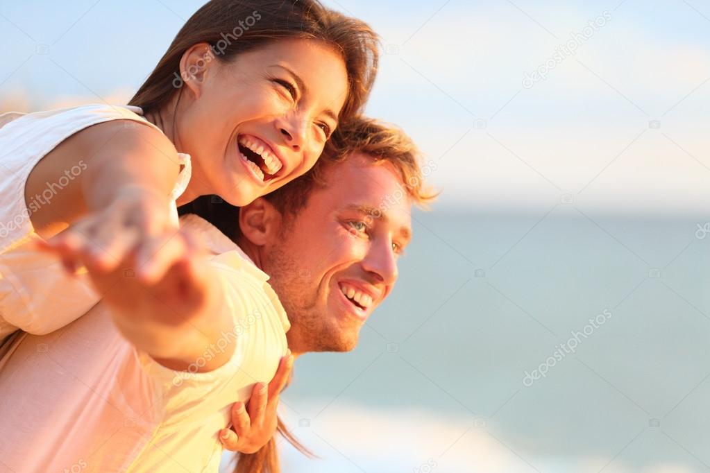 Couple laughing in love on travel — Stock Photo © Maridav #52887093