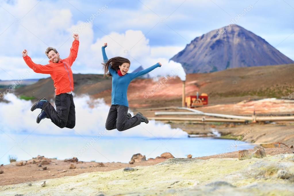 People jumping of joy in nature — Stock Photo © Maridav #62143637