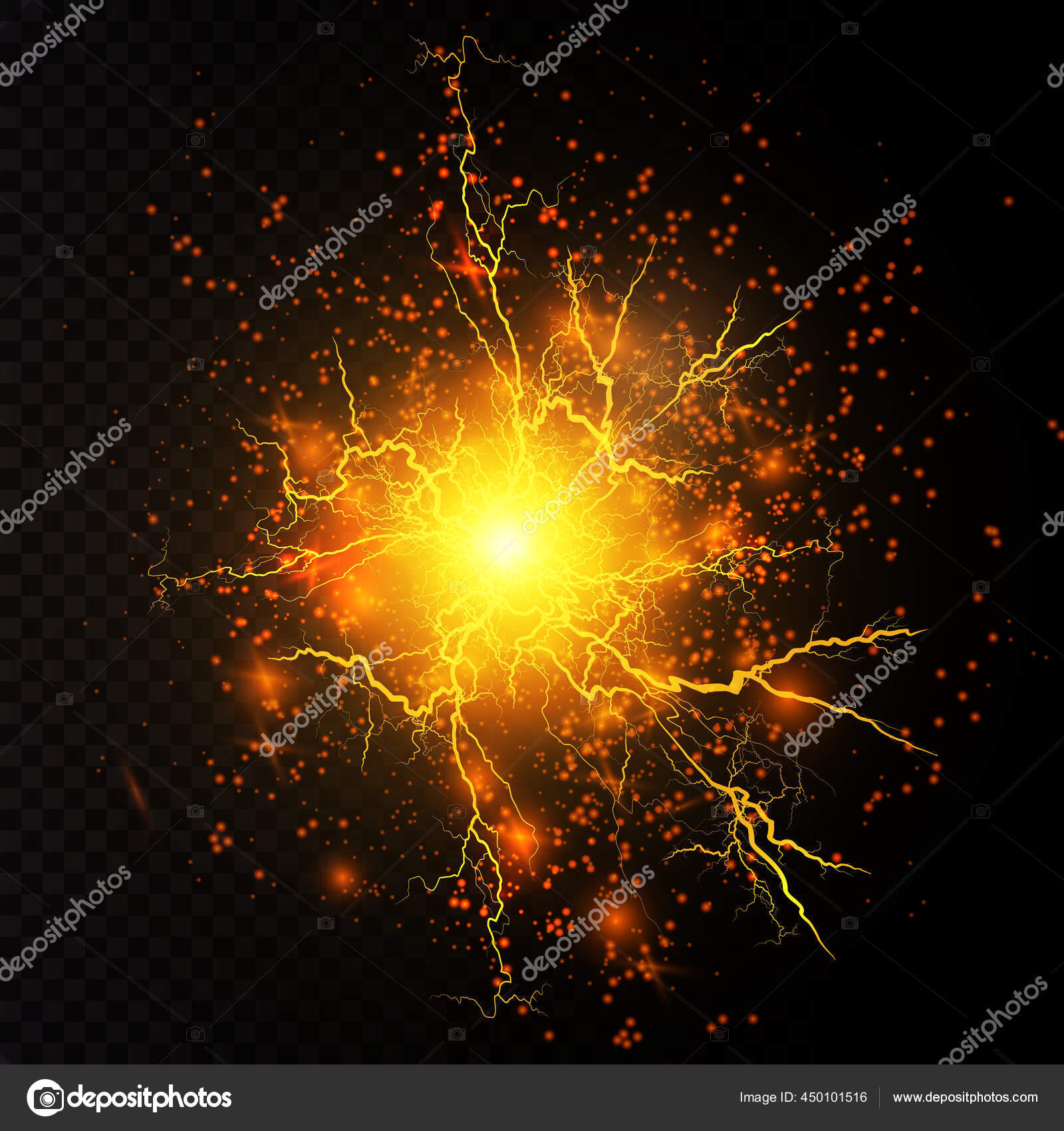 Rayo relámpago. Colisión de rayos, poderoso Vector de stock #450101516 ...