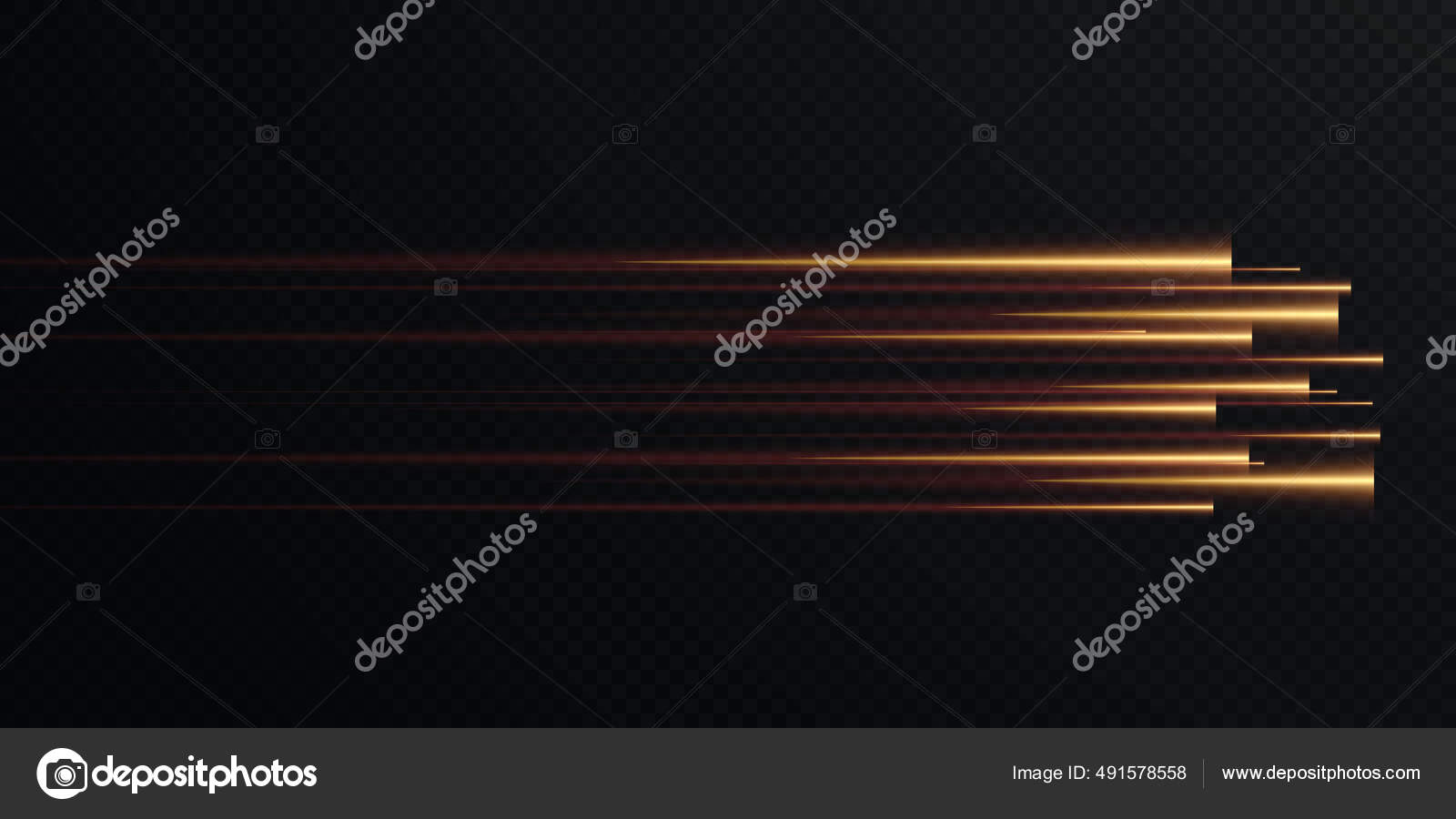 Collection Gold Speed Lines Isolated Gold Light Electric Light Light ...