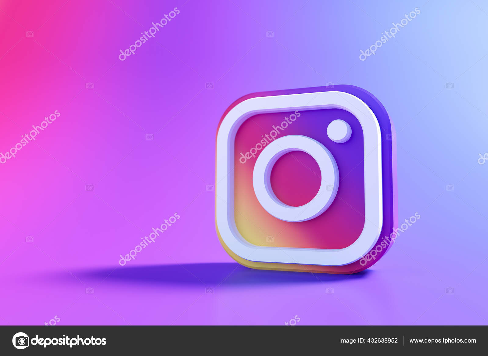 Instagram Logo Gradient Background Social Media Application Render ...
