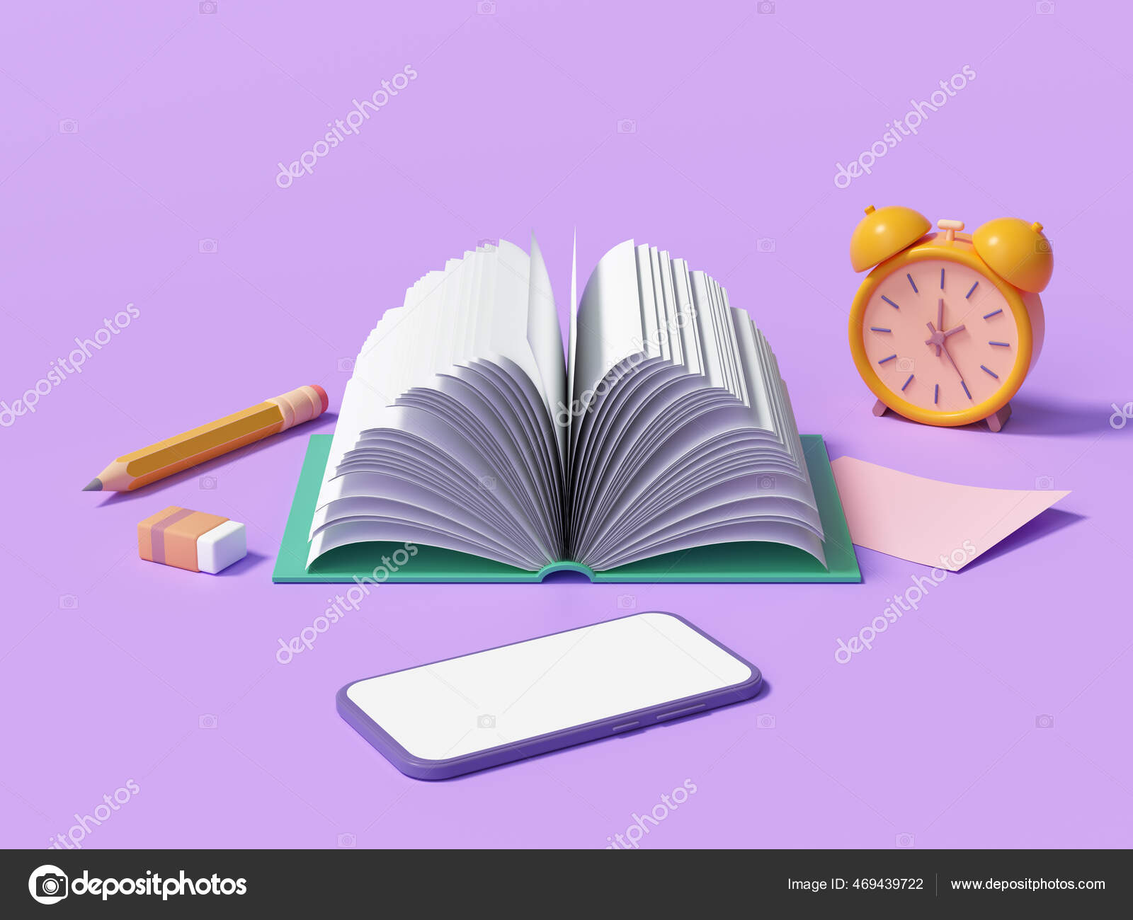 Online Education Learning Concept Open Books Purple Background Online ...