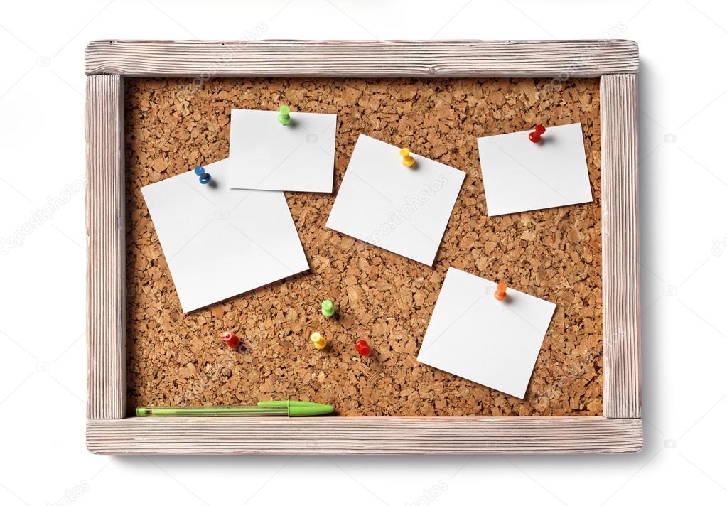 Corkboard with notes and ballpen Stock Photo by ©estudiosaavedra 72134171