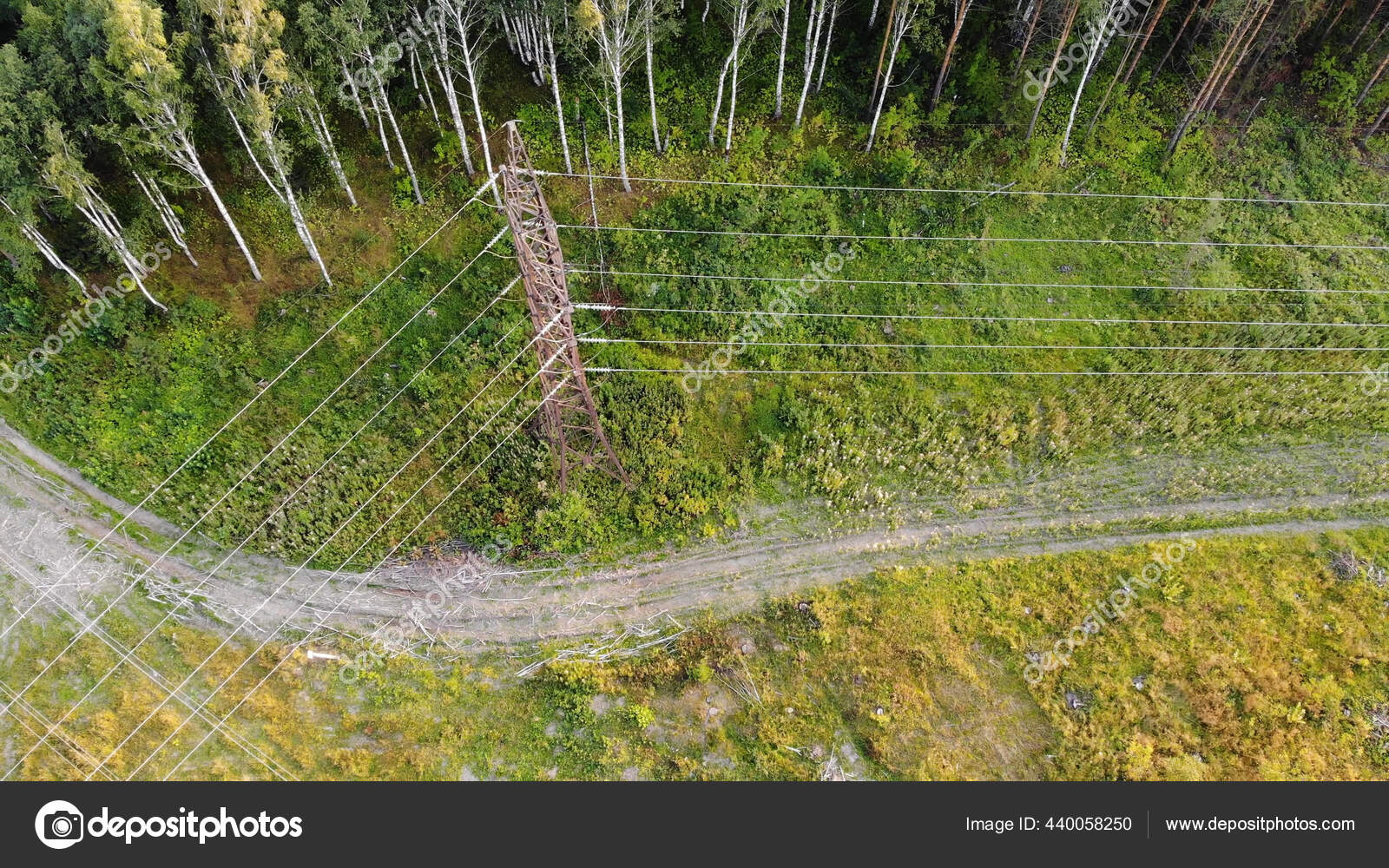 Aerial Top View Power Lines Located Forest Stock Photo by ©Slayer87 ...