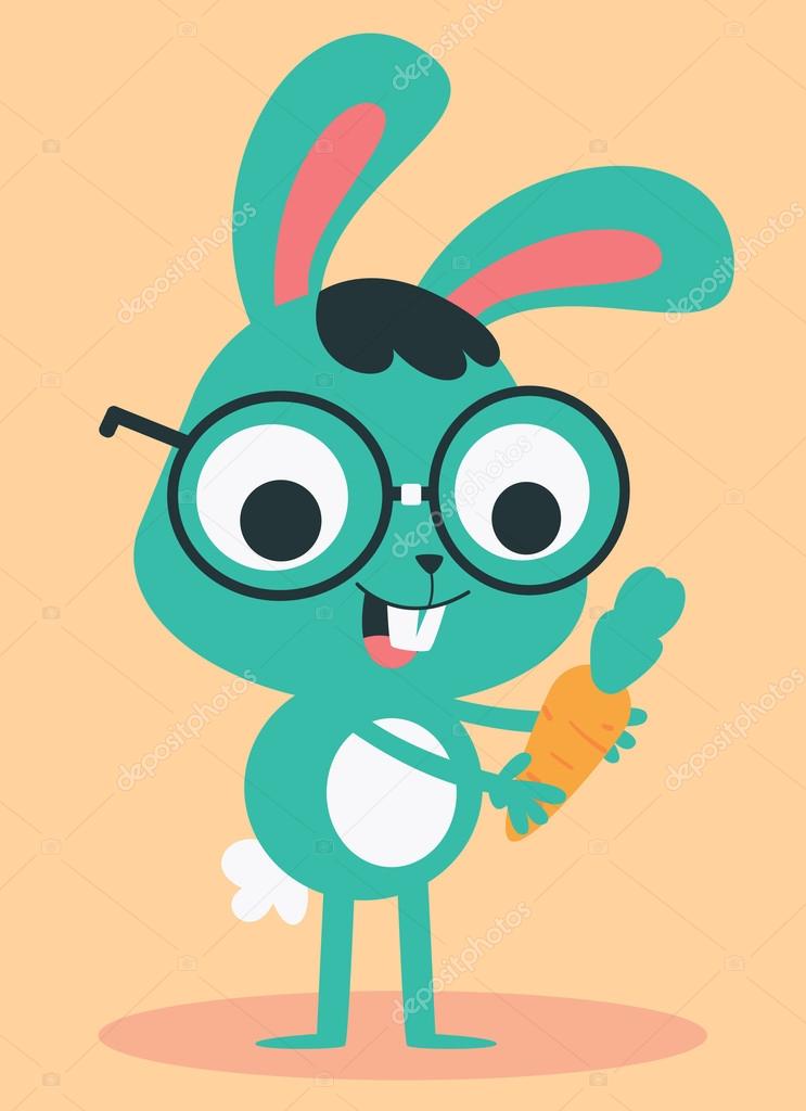Nerd Bunny Holding a Carrot — Stock Vector © penguinline #102883976