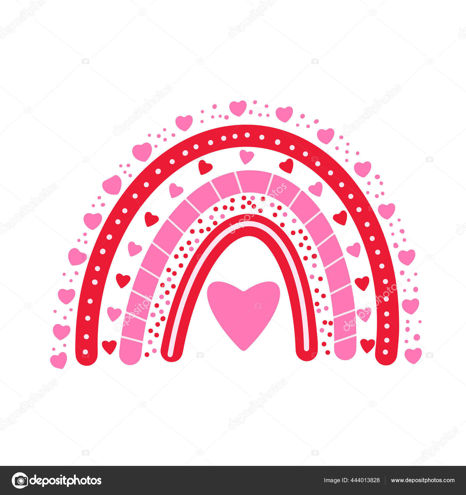 Valentines Rainbow Hand Drawn Cute Boho Clipart Vector Template ...