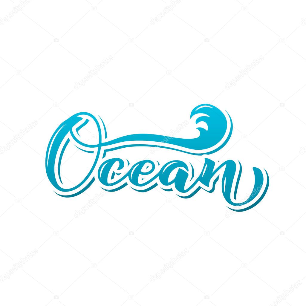 Caligrafía oceánica con letras de mano aisladas en blanco. Concepto de ...