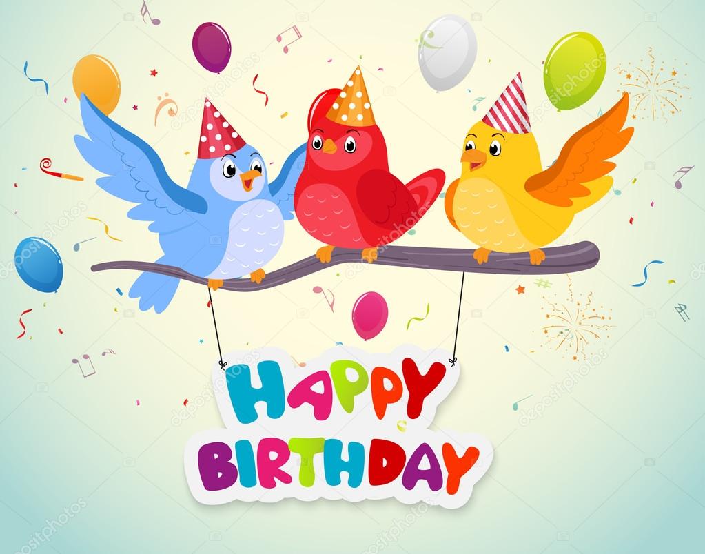 Birthday celebration with cute birds Stock Vector Image by ©bejotrus ...