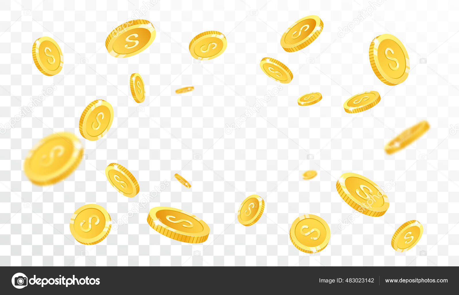 Gold Coins Explosion Banner Isolated Transparent Background Stock ...