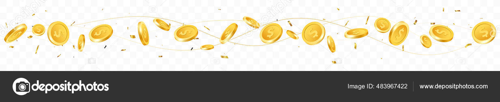 Gold Coins Banner Design Isolated Transparent Background Stock Vector ...